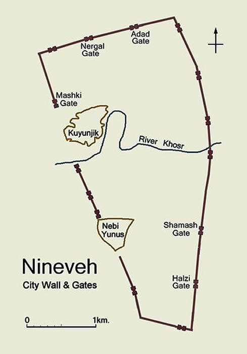 Picture Information Map Of Nineveh In Assyria