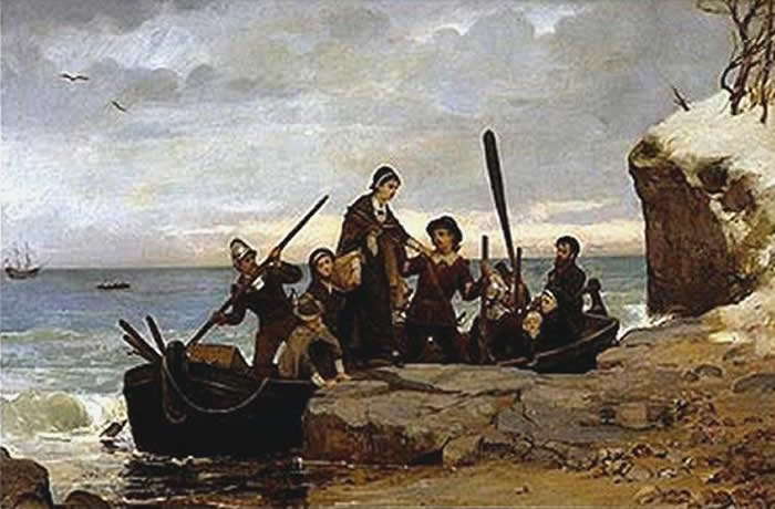 Picture Information: Puritans landing at Plymouth in 1620 AD